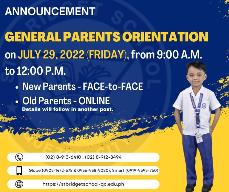 General Parents Orientation for School Year 2022-2023 – St. Bridget ...